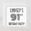Art Deco Inspired 91st Birthday Party, Custom Name Invitation | Zazzle
