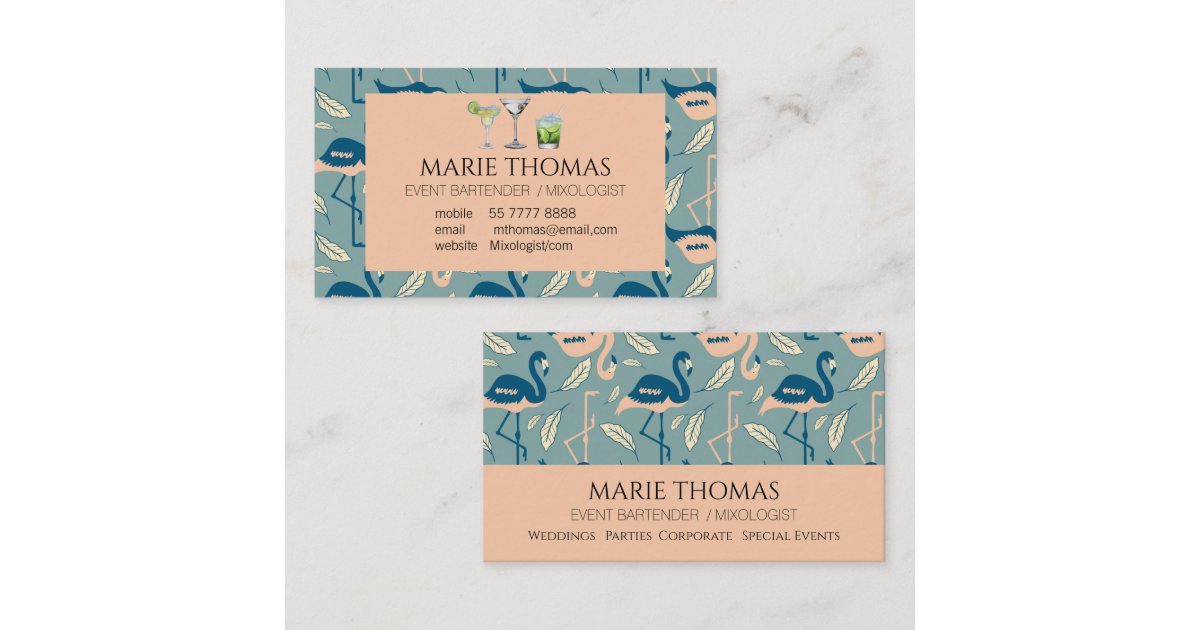 Art Deco inspired Flamingo Business Card | Zazzle