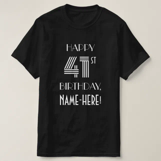 Art Deco Inspired Style 41st Birthday Party Shirt | Zazzle