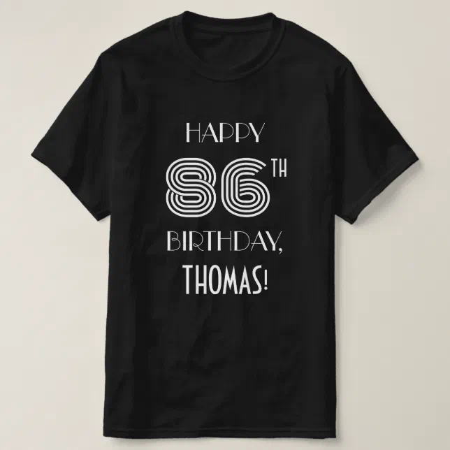 Art Deco Inspired Style 86th Birthday Party Shirt | Zazzle