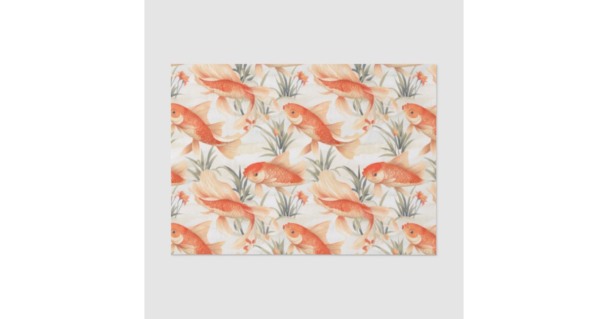 Art Deco Koi Fish Decoupage Tissue Paper | Zazzle