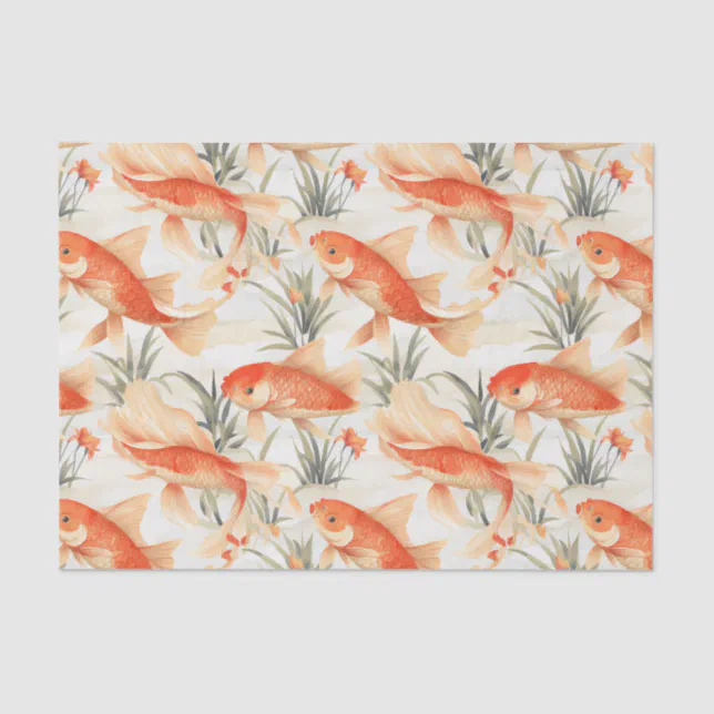 Art Deco Koi Fish Decoupage Tissue Paper | Zazzle