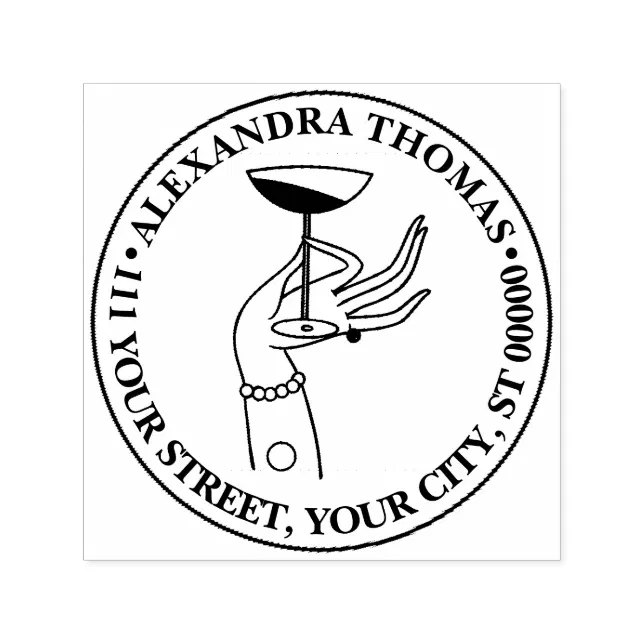 Art Deco Lady’s Hand Holding Champagne Glass Self-inking Stamp | Zazzle