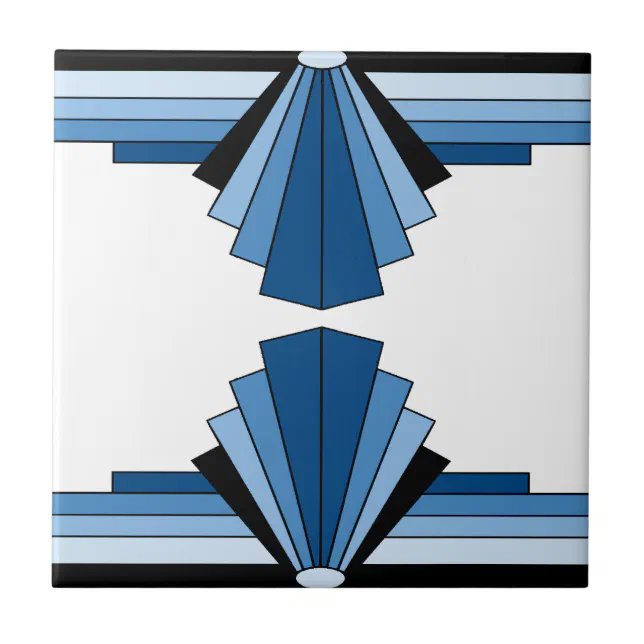 Art Deco Layers in Blue Tile | Zazzle