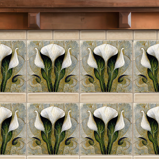 Art Deco lilly Wall Decor Art Nouveau Ceramic Tile | Zazzle