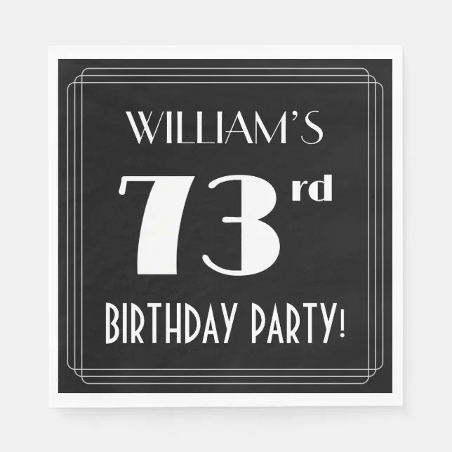 Art Deco Look 73rd Birthday Party With Custom Name Napkins | Zazzle
