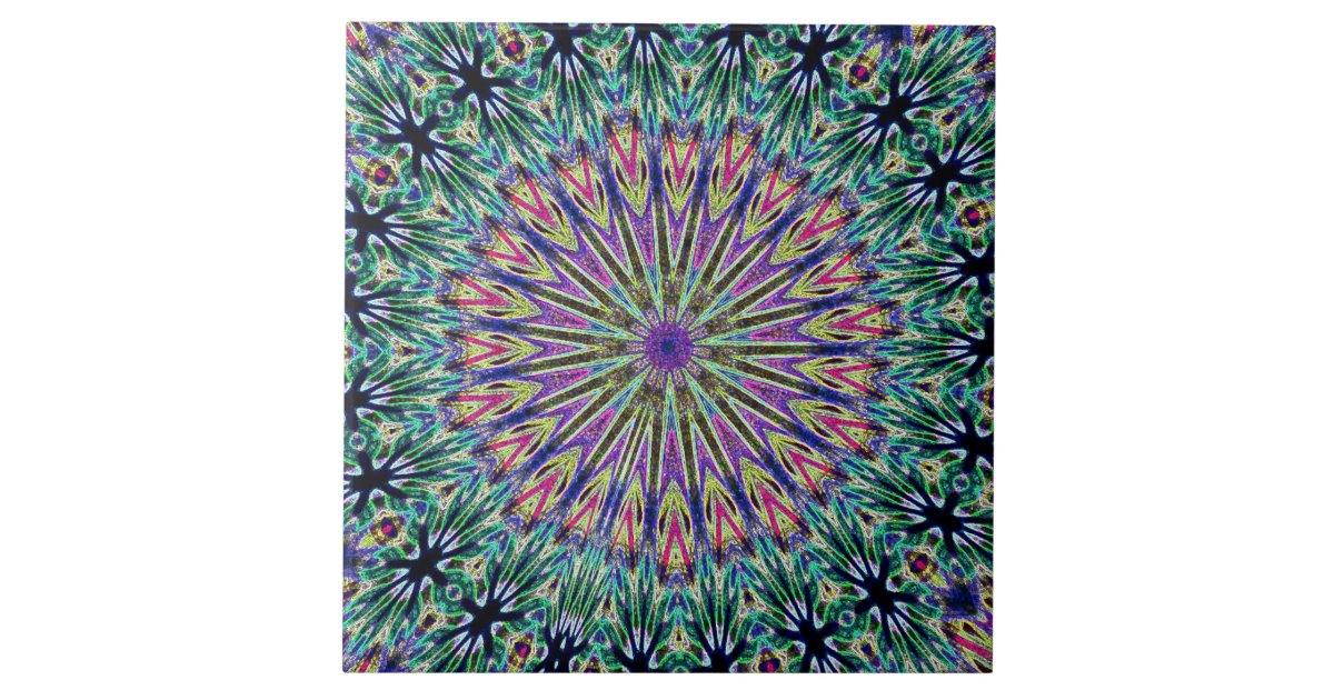 Art Deco Mandela Colorful Ceramic Tile | Zazzle