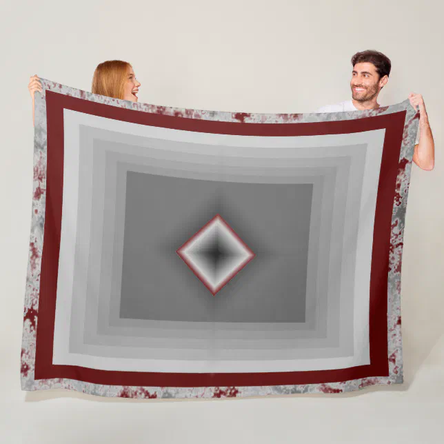 Art Deco Marble Design; Dark Red Fleece Blanket | Zazzle
