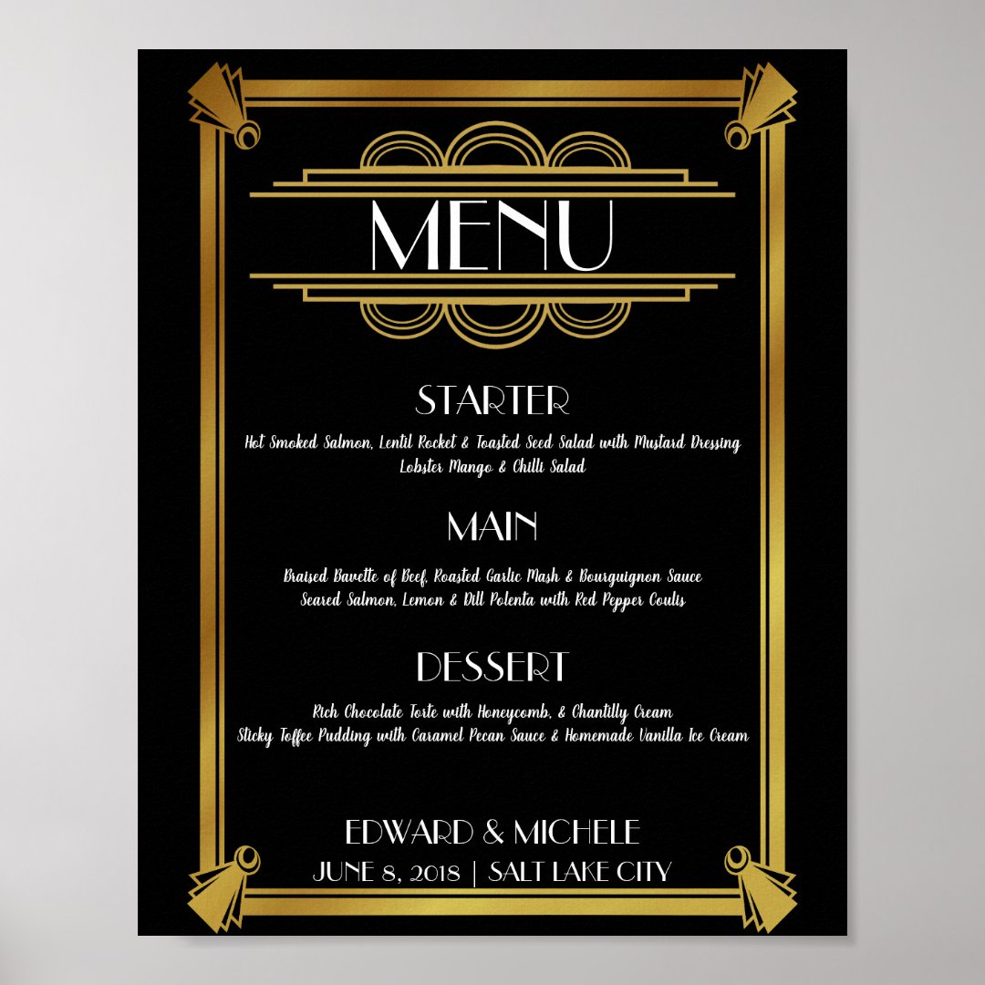 Art Deco menu poster | Zazzle