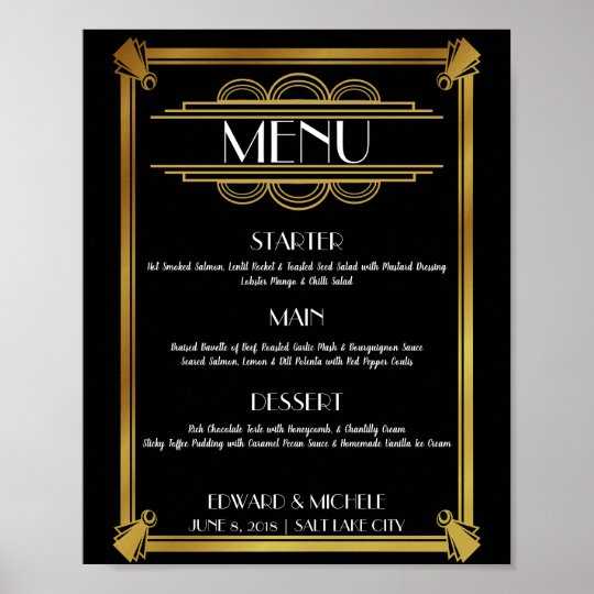 Art Deco menu poster | Zazzle.com