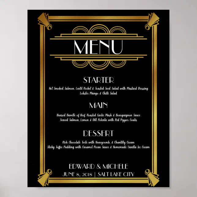 Art Deco menu poster | Zazzle