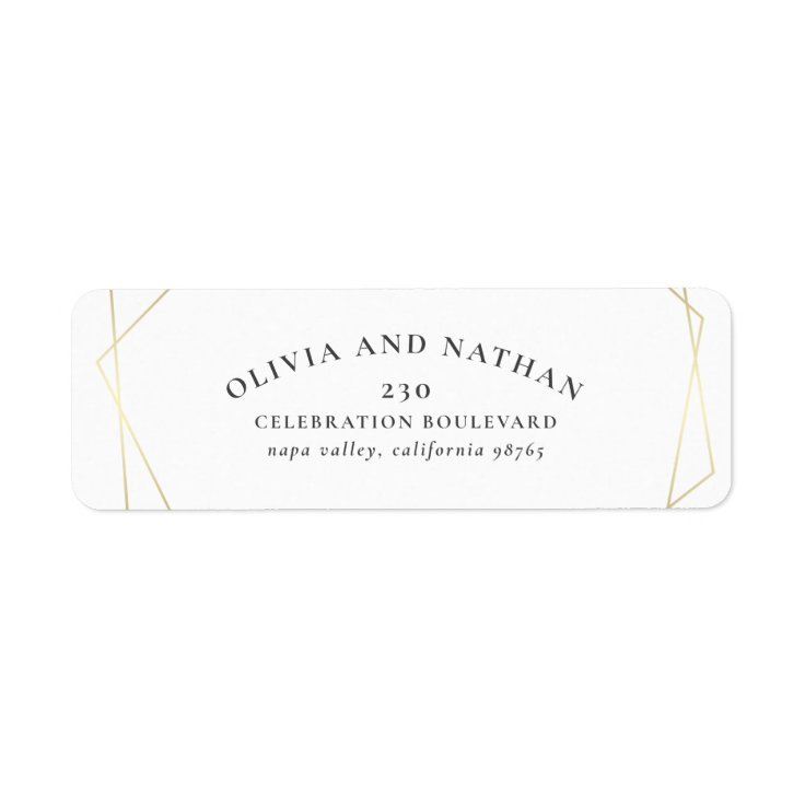 Art Deco Minimalist Gold Geometric Return Address Label | Zazzle