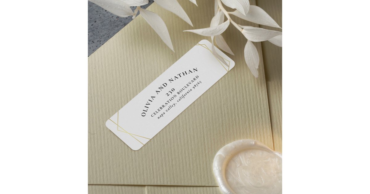 Art Deco Minimalist Gold Geometric Return Address Label | Zazzle