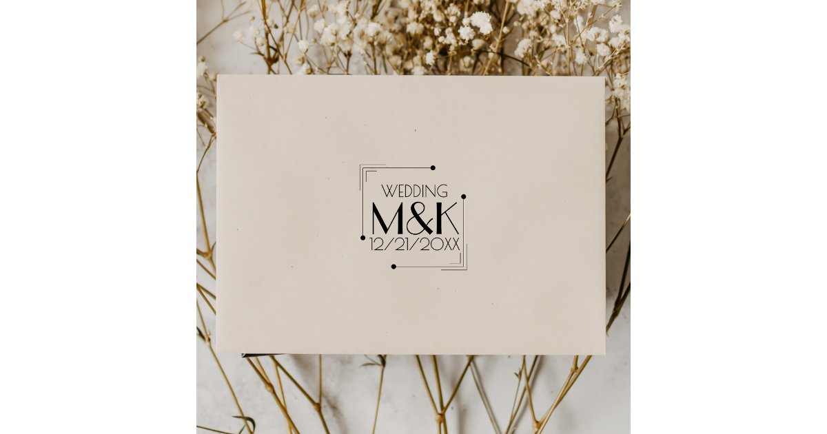 Art Deco Monogram 1920s Wedding Rubber Stamp | Zazzle