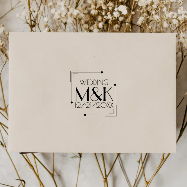 Art Deco Monogram 1920s Wedding Rubber Stamp | Zazzle