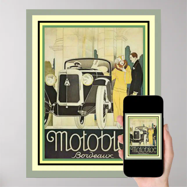 Art Deco Motobloc Bordeaux Poster 16 x 20 | Zazzle