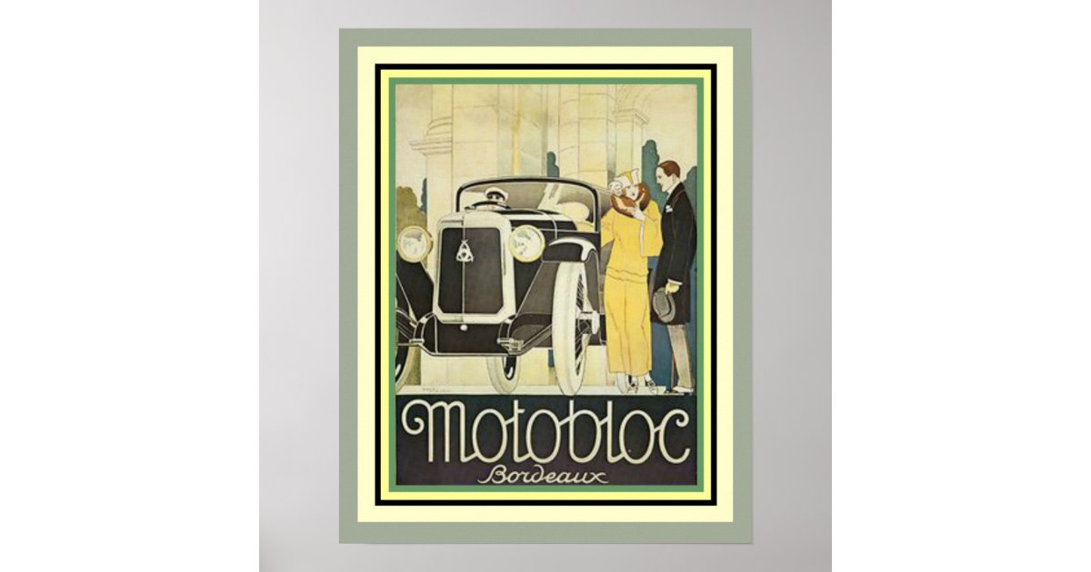 Art Deco Motobloc Bordeaux Poster 16 x 20 | Zazzle
