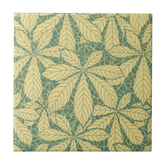 art deco nature leaves foliage pattern art ceramic tile | Zazzle