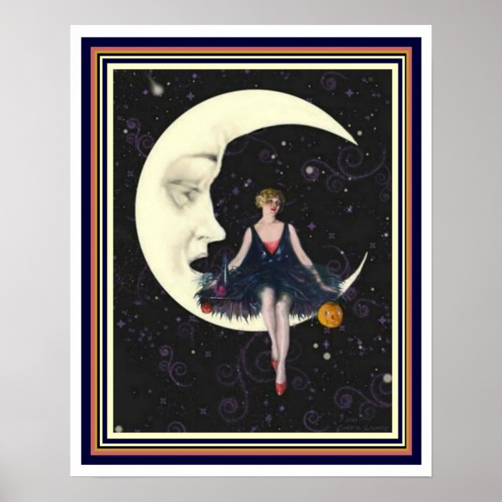 Art Deco "Party on the Moon" 16 x 20 Poster | Zazzle.com