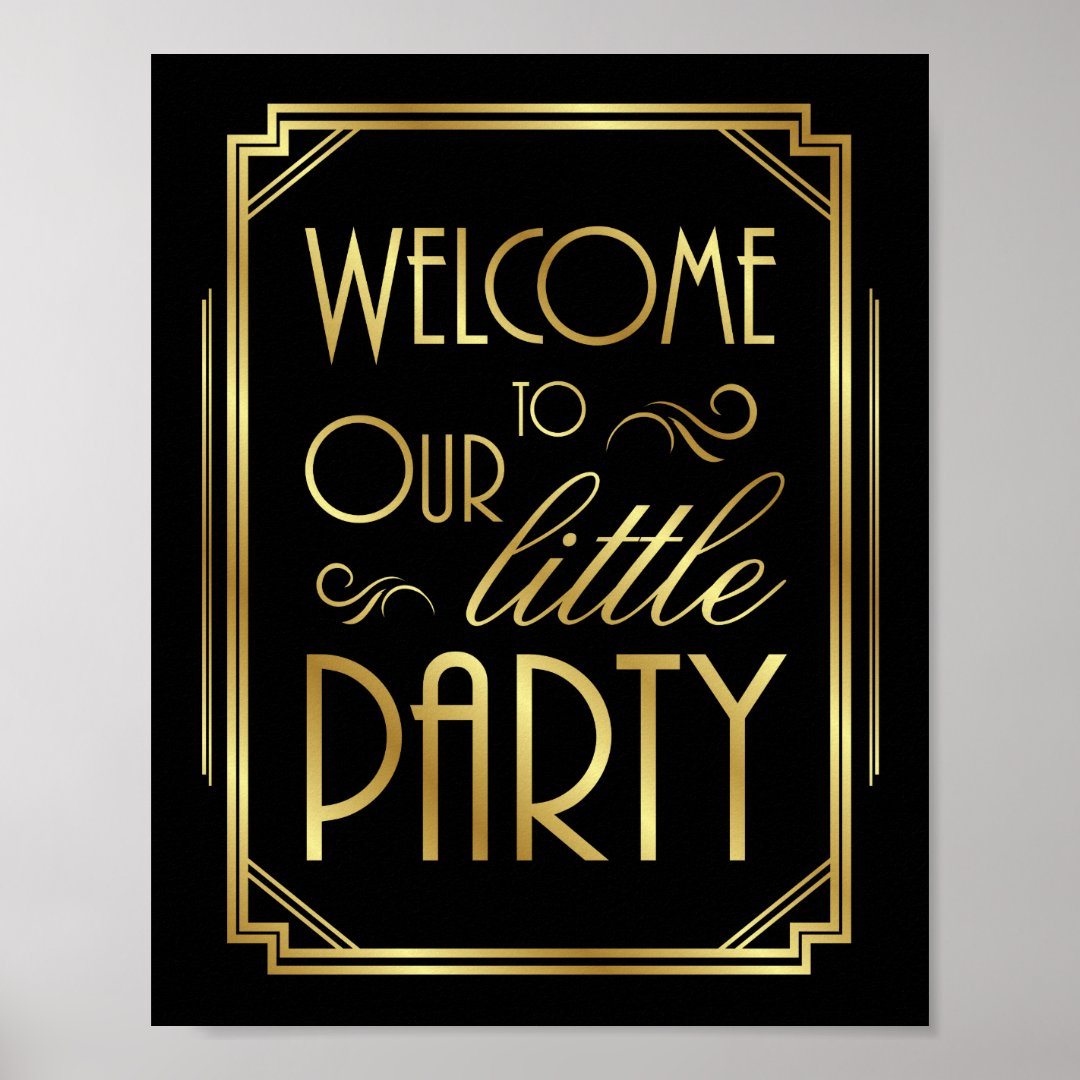 Art Deco PARTY WELCOME Sign Print | Zazzle