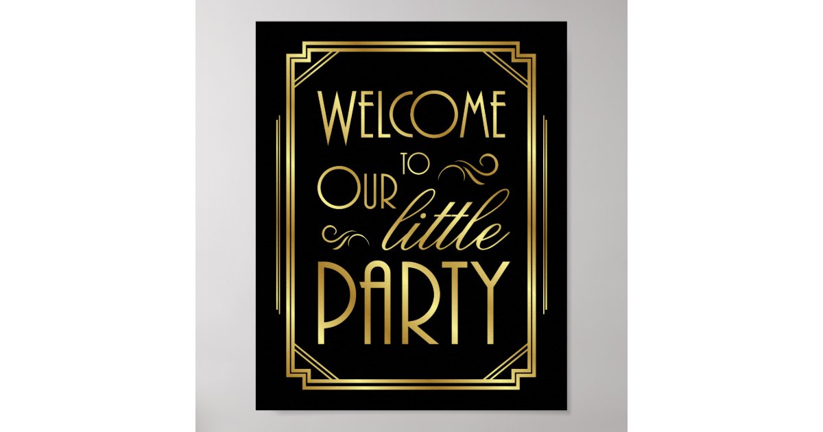 Art Deco PARTY WELCOME Sign Print | Zazzle