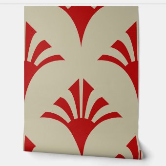 Art Deco Pattern 02 - Escher Red on Off-White Wallpaper | Zazzle