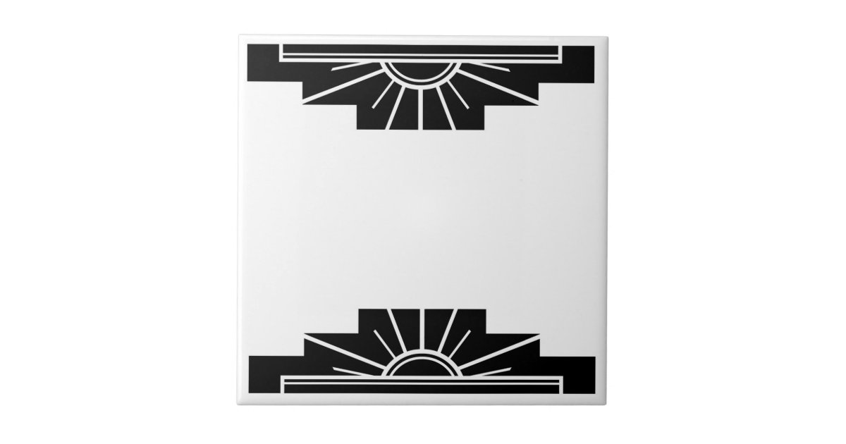 Art Deco Pattern in black Ceramic Tile | Zazzle