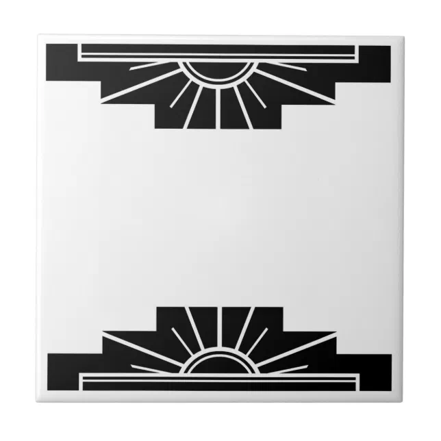 Art Deco Pattern in black Ceramic Tile | Zazzle