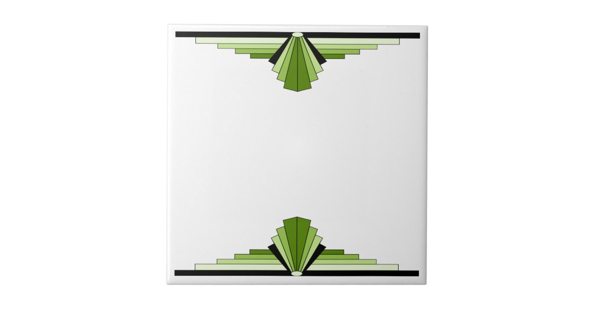 Art Deco Pattern in Green Ceramic Tile | Zazzle