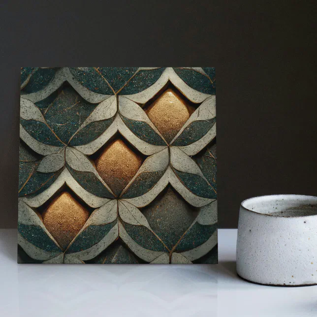 Art Deco Patterned Dice Three Decor Art Nouveau Ce Ceramic Tile | Zazzle