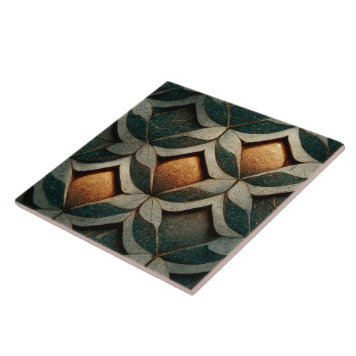 Art Deco Patterned Dice Three Decor Art Nouveau Ce Ceramic Tile | Zazzle