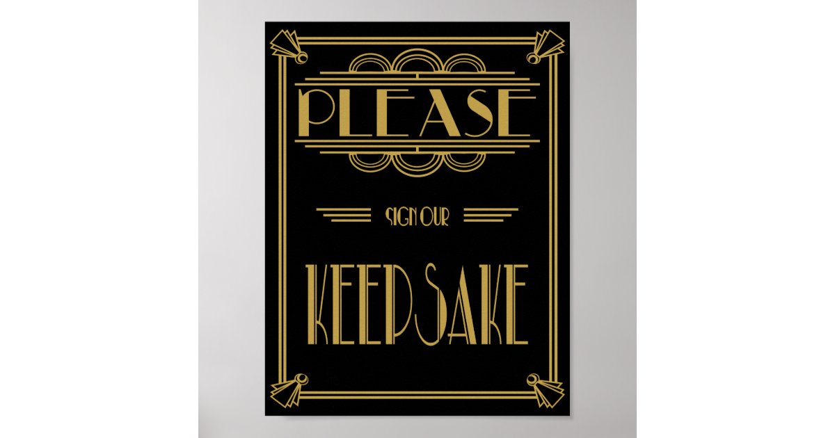 Art Deco Please sign our keepsake wedding print | Zazzle