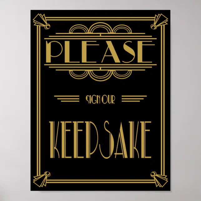 Art Deco Please sign our keepsake wedding print | Zazzle