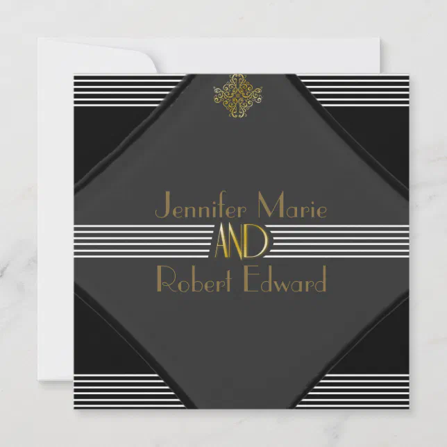 Art Deco Posh Wedding Invitation | Zazzle
