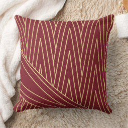Art Deco Red and Gold Throw Pillow | Zazzle