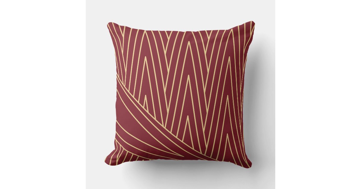 Art Deco Red and Gold Throw Pillow | Zazzle