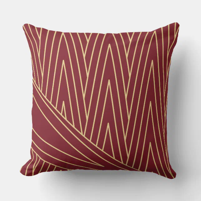 Art Deco Red and Gold Throw Pillow | Zazzle
