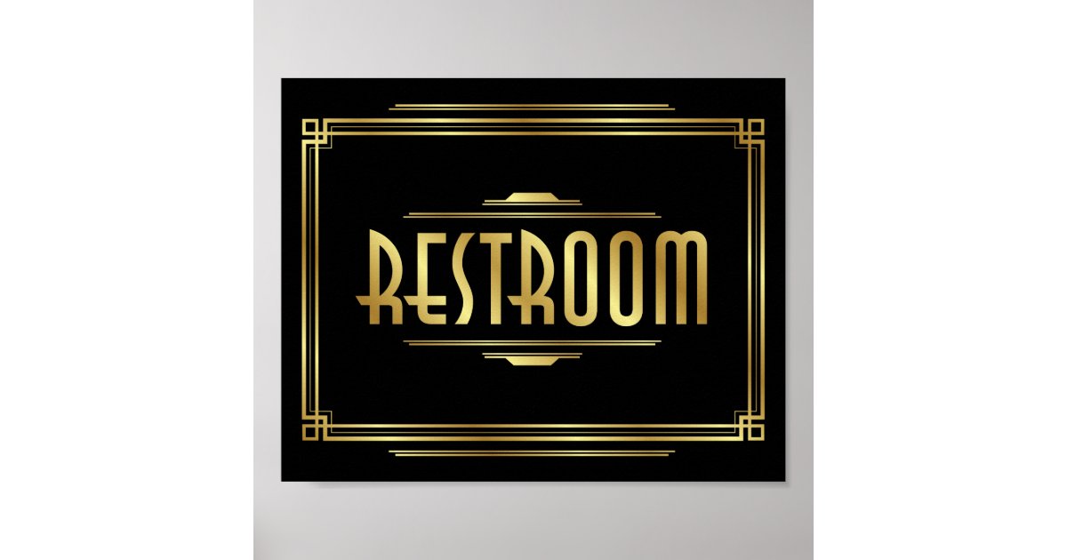 Art Deco RESTROOM Sign Print | Zazzle