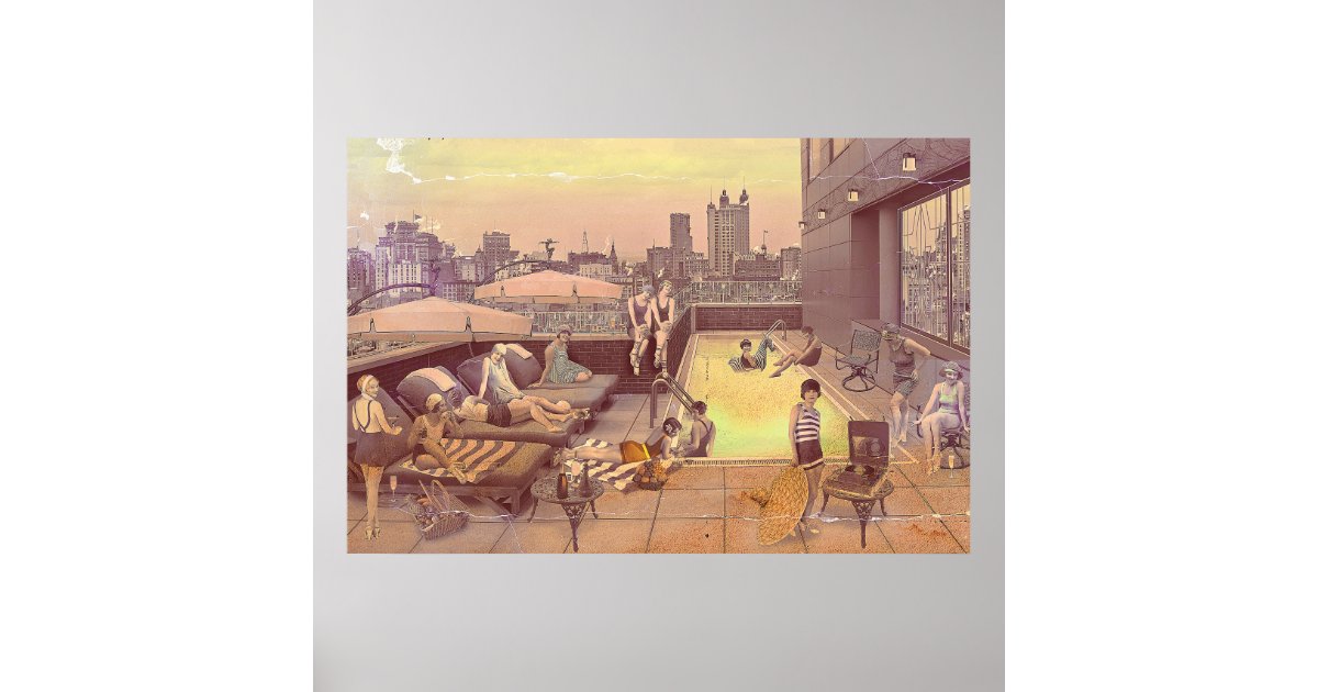 Art Déco Rooftop Chillout Poster | Zazzle