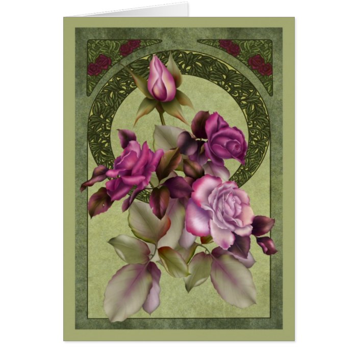 Art Deco Roses Card | Zazzle