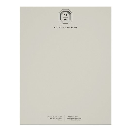 Art Deco Stacked Monogram Logo on Taupe Letterhead | Zazzle.com