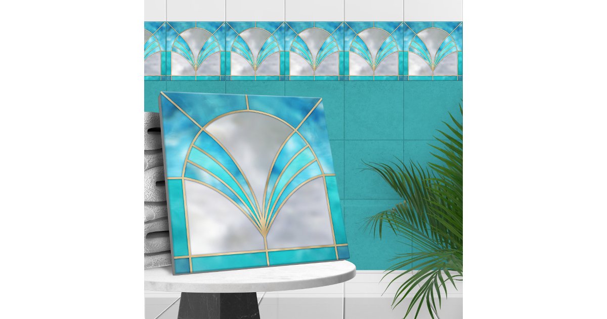Art Deco Stained Glass Ceramic Tile Zazzle