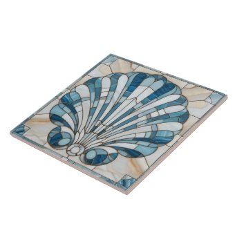 Art Deco Stained Glass Mosaic Scallop Shell Ceramic Tile | Zazzle