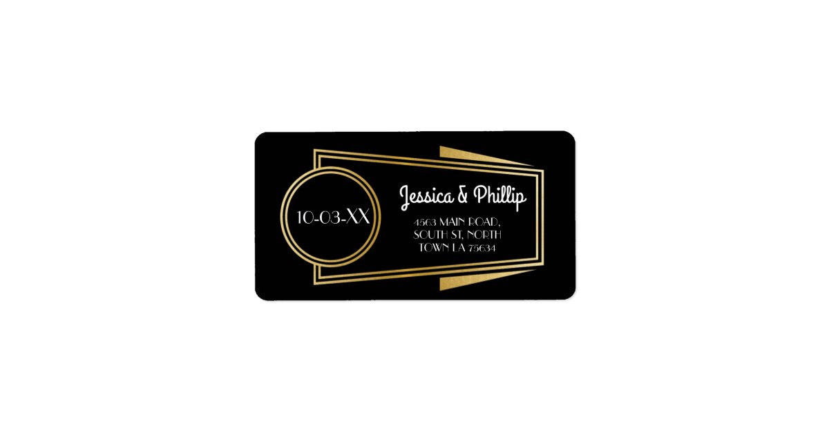 Art Deco Stickers Black Gold Address Labels | Zazzle