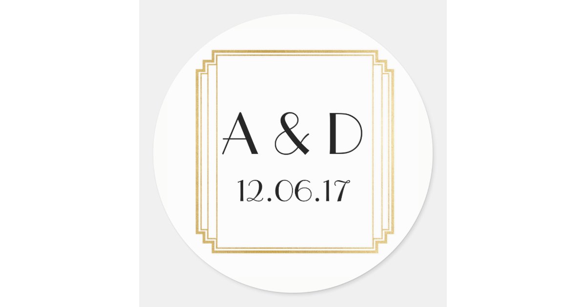 Art Deco Stickers White Gold Round Label | Zazzle