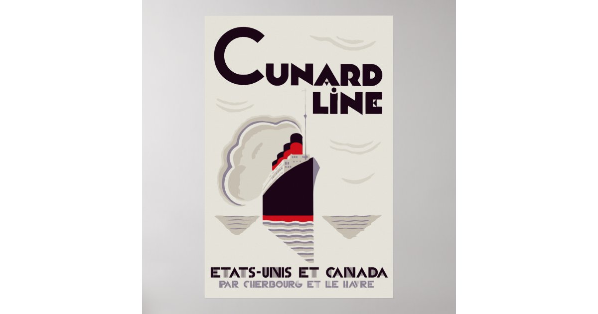Art Deco Style Cunard Line Poster | Zazzle