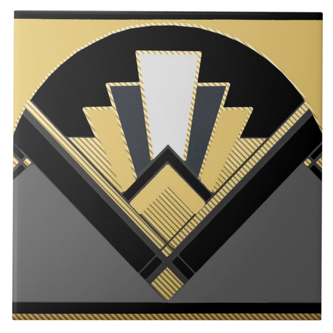 Art Deco Style Fan (Yellow) Ceramic Tile | Zazzle
