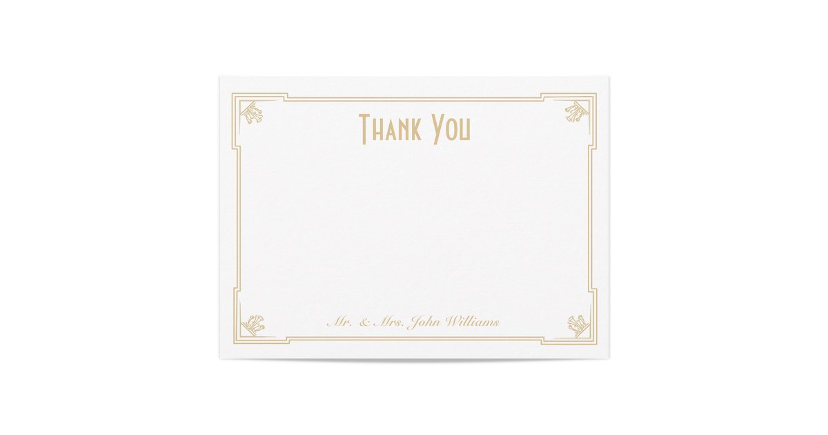 Art Deco Style Flat Thank You Note Card | Zazzle