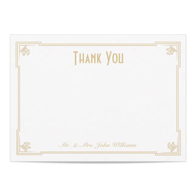 Art Deco Style Flat Thank You Note Card | Zazzle