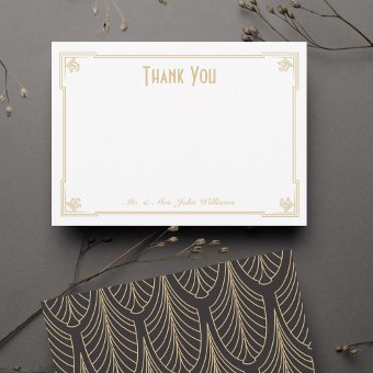 Art Deco Style Flat Thank You Note Card | Zazzle